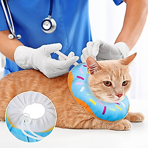 Cat Cone Collar Soft, Adjustable Plush Comfort Pet Elizabeth Circle Soft Cone for Cats Donut Cute Cat Recovery Collar for Cats Small Pet After Surgery Stop Licking Comfortable Cat Cones (M, Blue)