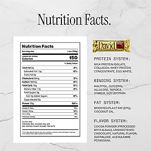 David, Protein Bar, Variety Pack, Pack of 6 Protein Bars | 28g of Protein | 150 Calories | 0g of Sugar - High Protein, Low Carb, Gluten Free Protein Bar
