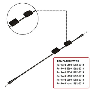 VKVXCLON Door Latch Cable Rear Right Side Compatible with Ford E150 E250 E350 E450 E550 Econoline Van 1992-2014 Rear Cargo Door Latch Release Cable Replaces# 8C2Z15431A02C 924-351