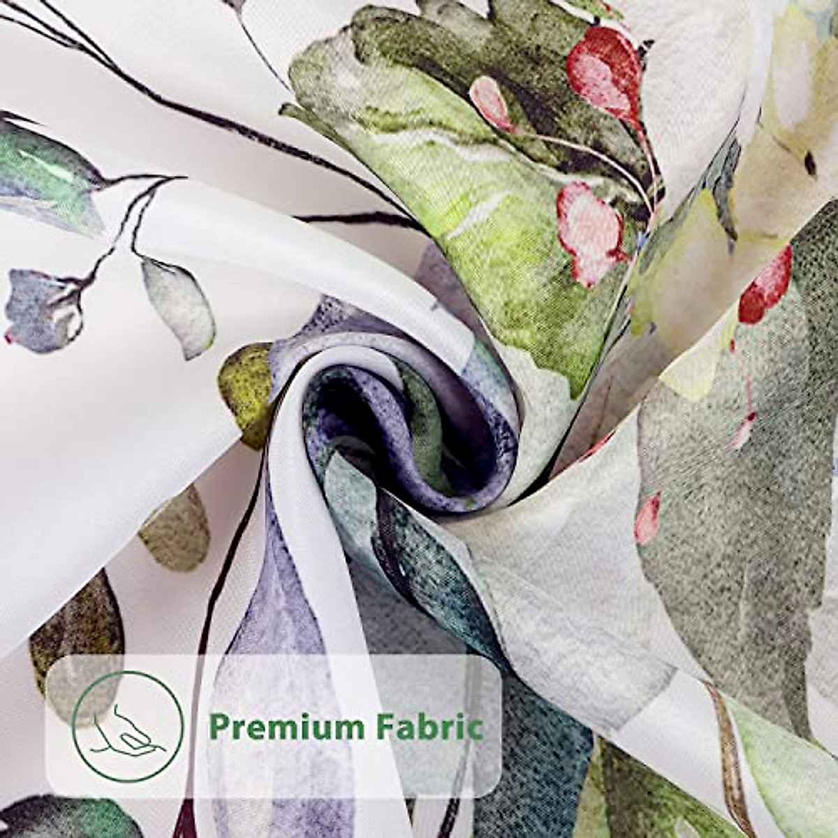 Nuseiis Sage Green Eucalyptus Shower Curtain, Watercolor Plant Leaves Shower Curtain with 12 Hooks, Decorative Botanical Shower Curtain 72 x 72 Inch