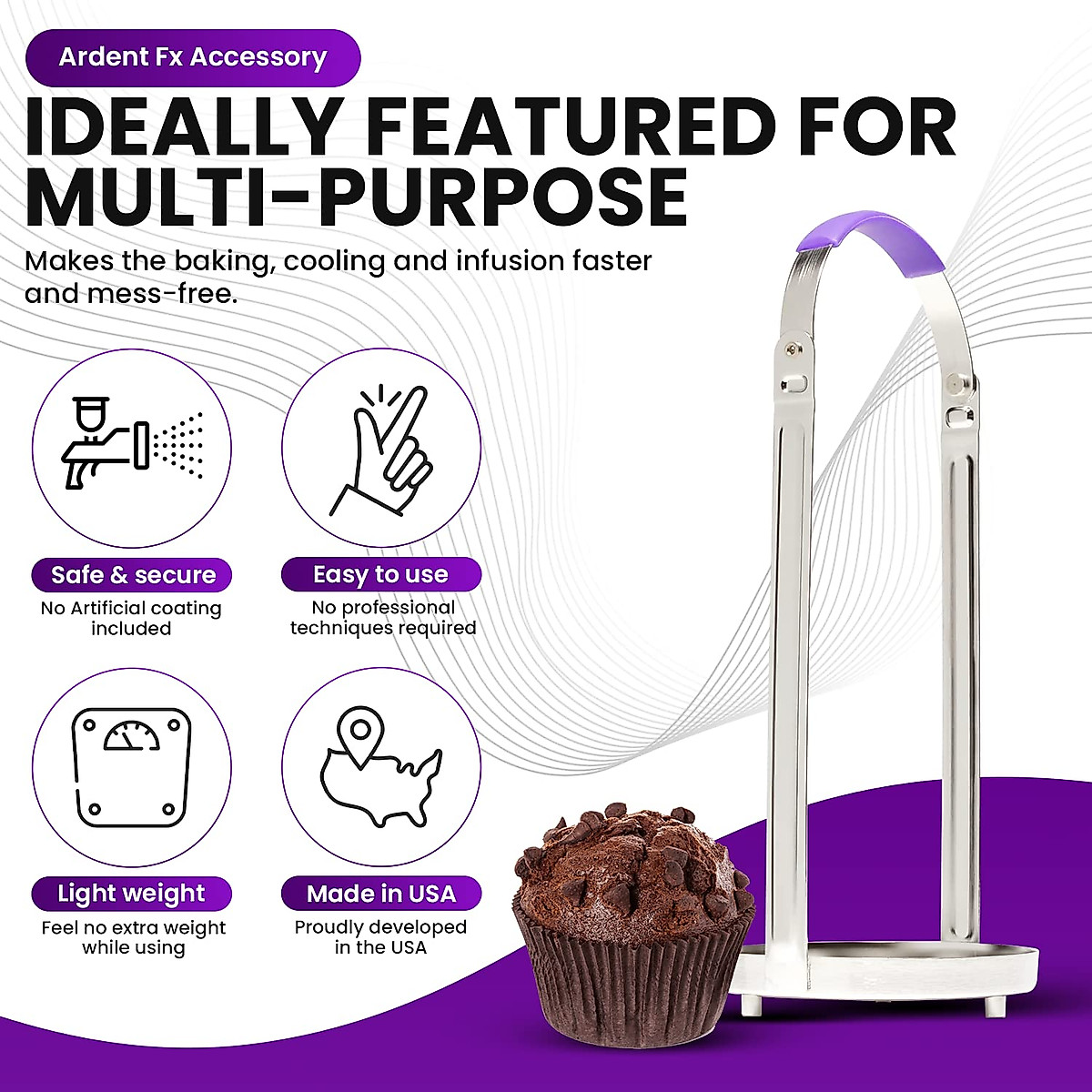 Ardent FX Accessories Single Lifter Cooling Rack - 100% Stainless Steel, Food-Safe, Rust-Resistant Single-Tier Rack for Cooling with 45 ° Rotating Handle