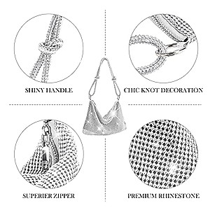 QIANCHANG Rhinestone Handbag for Women Party Wedding Shiny Silver Purse Sling Evening Bag (Select-silvery)