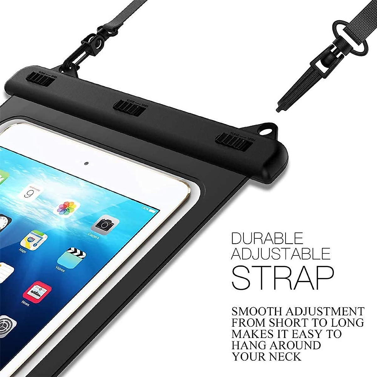 VHOPMORE 10.5 inch Waterproof Tablet Case, Tablet Dry Bag for iPad Pro 10.5, iPad 2020 10.2, New iPad 9.7, iPad Air 3, Air 2, Galaxy Tab A 9.7 / S6 / S7, Kindle Fire HDX/Fire HD 10, up to 10.5 Inch