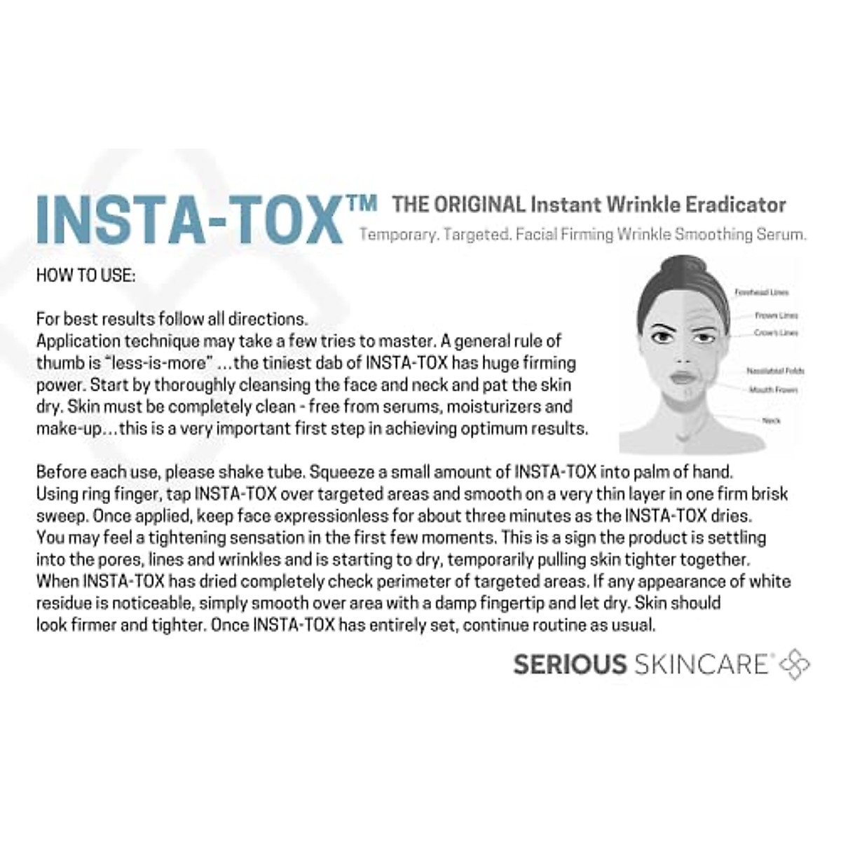 Serious Skincare Insta-TOX Instant Wrinkle Smoothing Serum - Tightens Skin - Facial Serum - Instant Line Filler - .75 oz. (1-Pack)