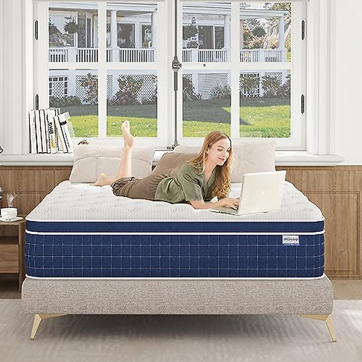 EEN EEN SLEEP Full Mattress, 12 Inch Hybrid Mattress in A Box, Full Size Mattresses Made of Foam and Individual Pocketed Springs, Strong Edge Support, Pressure Relief, Cool Breathable, Medium Firm