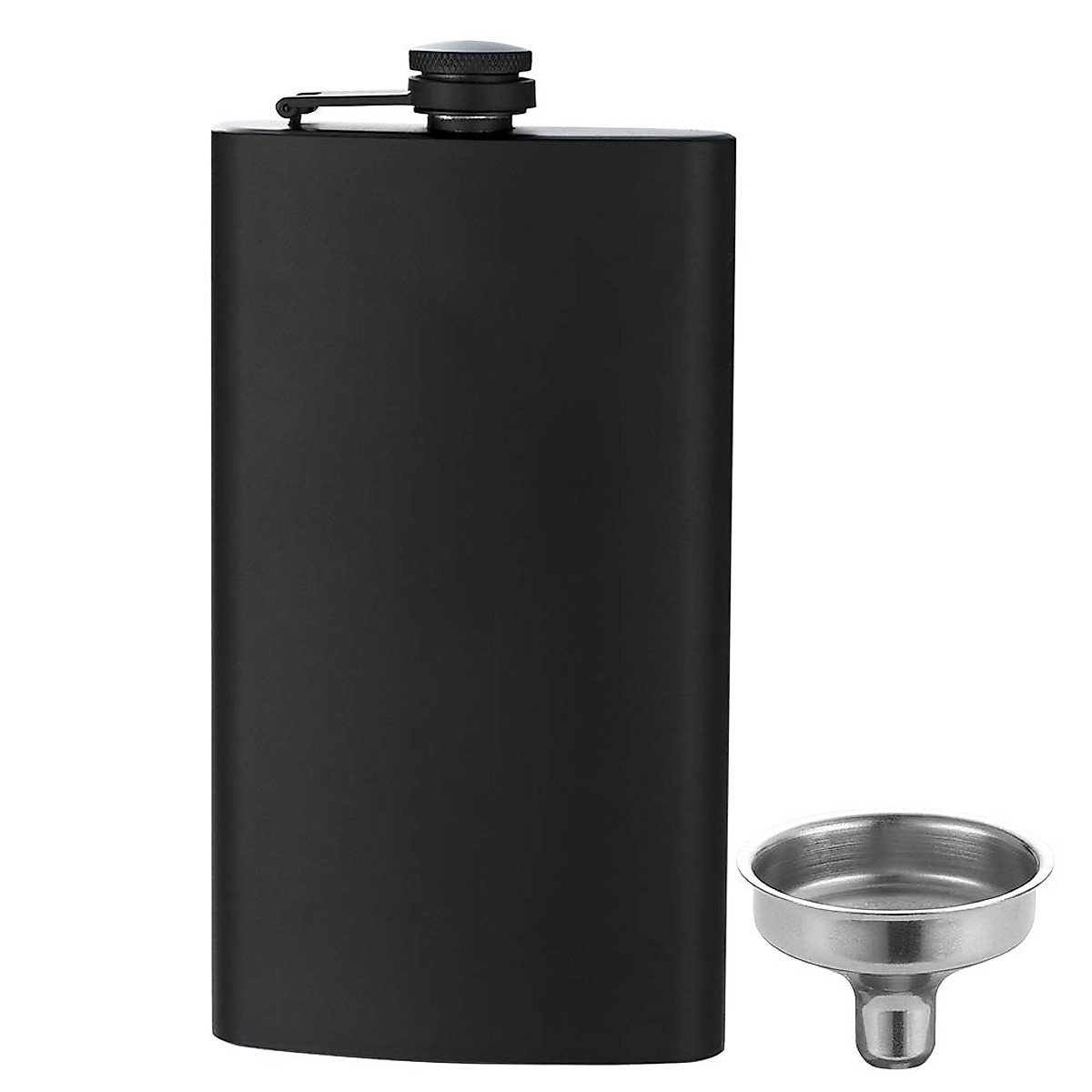 YFS 12 Oz Hip Flask for Liquor Matte Black Stainless Steel Leakproof with Funnel, Great Gift Idea Flask