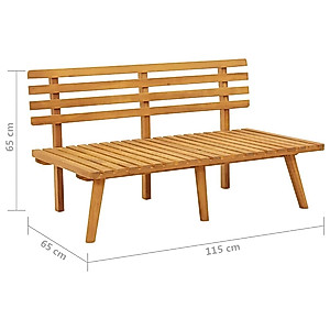 THOYTOUI Multifunctional Outdoor Chair,Garden Leisure Chair,Reading Chair,Patio Decorative Chair,Patio Bench with Cushions 45.3" Solid Acacia Wood