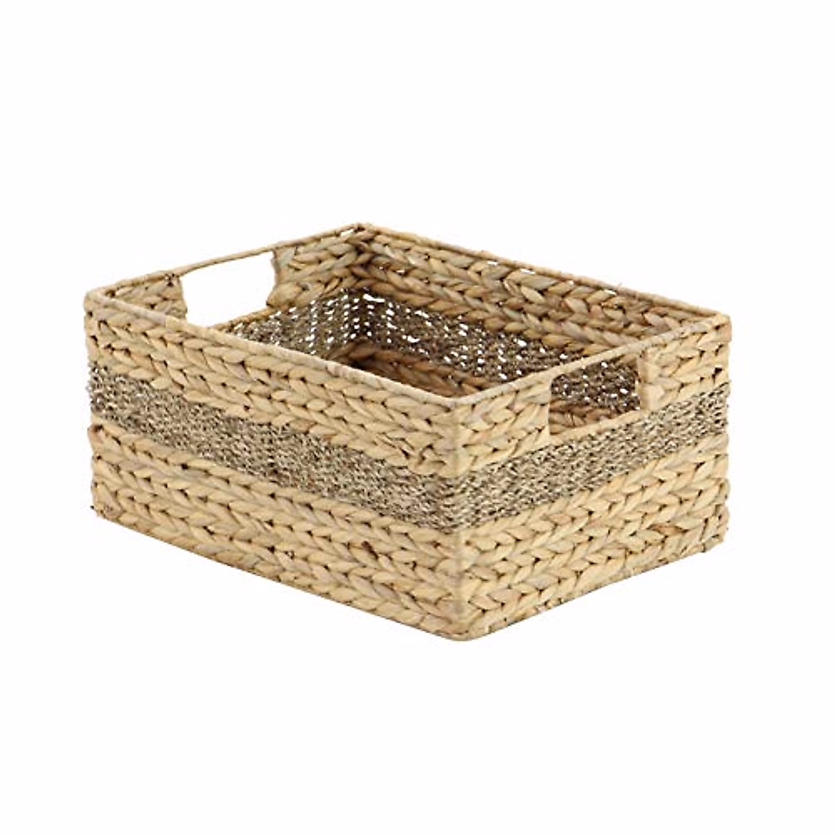 Deco 79 Seagrass Handmade Decorative and Functional Storage Basket Basket Organizer with Handles, Set of 4 Basket for Storage 16", 14", 12", 10"W, Light Brown