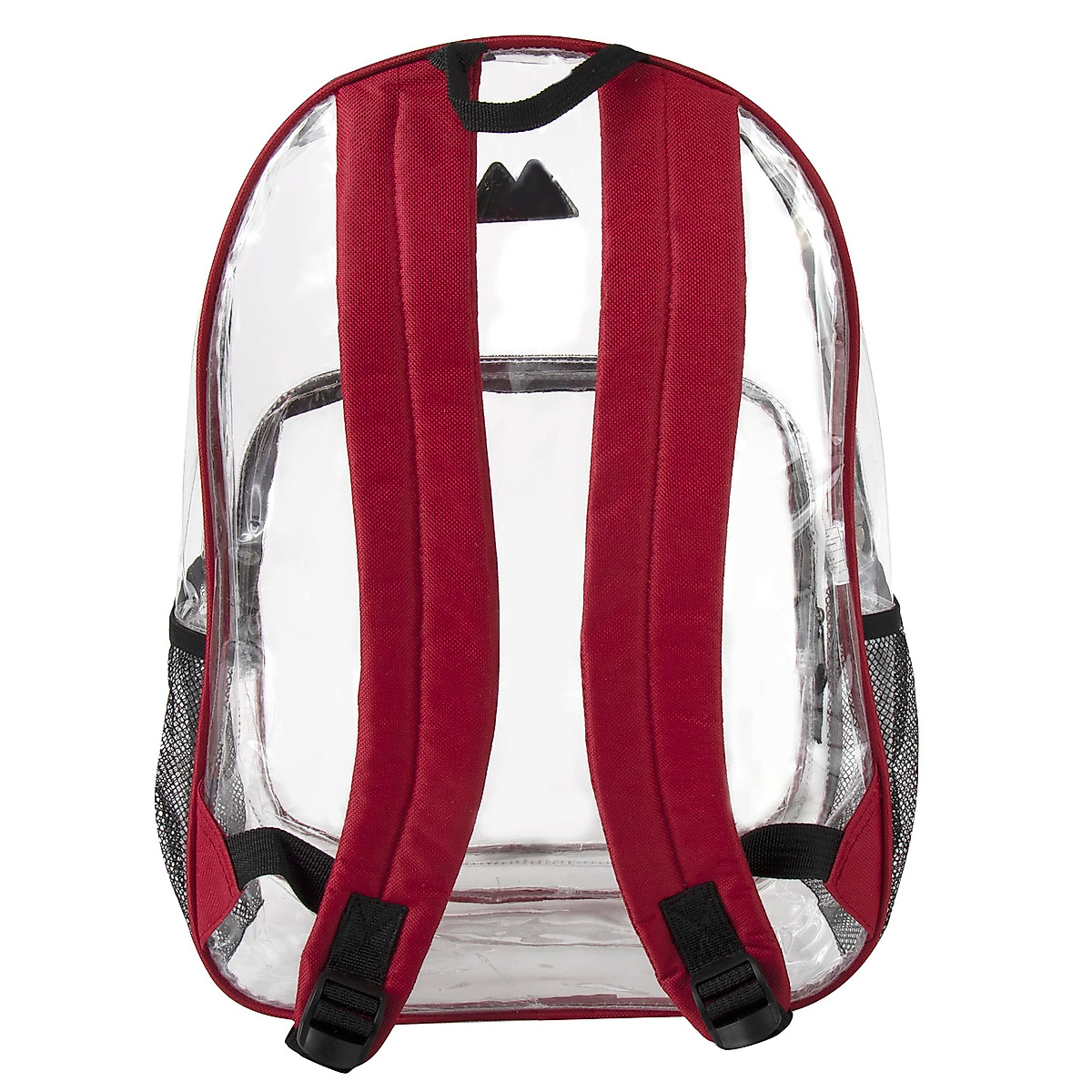 Summit Ridge Waterproof Clear Backpack with Water Bottle Holder Stadium Approved Heavy Duty Clear Backpack Quality See Through Bag (Red)