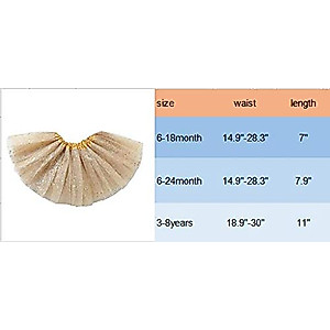 GOODTECK Newborn Infant Baby Professional 3 Layers Sequin Tutu Tulle Skirt (3-8 Years, Gold)