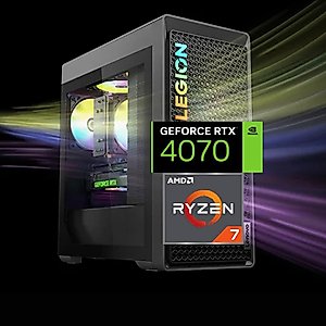 Lenovo Legion T5 Gen 8 Gaming Tower Desktop, AMD Ryzen 7 7700, NVIDIA GeForce RTX 4070, 64GB DDR5 RAM, 2TB WD_Black SSD, HDMI, RJ-45, Wi-Fi 6, Windows 11 Home, Grey