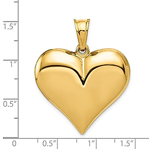 Auriga Fine Jewelry 14k Yellow Gold Polished 3-D Puffed Heart Pendant Gift for Women