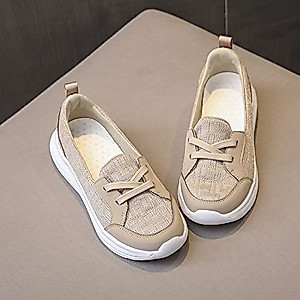 Women Casual Shoes Fashionable Simple and Solid Color Lace Up Thick Soles and Soft Soles Lightweight Non Slip and Large Sized Shoes Crock Thongs (Beige, 9)