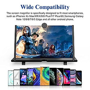 16" Screen Magnifier -3D HD Mobile Phone Magnifying Projector Screen Enlarger for Movies, Videos and Gaming – Foldable Phone Stand Holder with Screen Amplifier–Compatible with All Smartphones