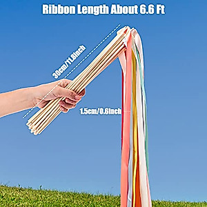 30 Pack Ribbons Dance Streamers 6.6 Feet Long Ribbon Dancer Wand for Kids Rhythmic Gymnastics Ribbon Silks Rainbow Streamer Toys Party Favors for Talent Shows Artistic Dance(Colorful,0.6 Inch)