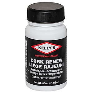Kelly's Cork Renew Sealer (2.2 fl oz) - Waterproof & Protect Cork Surfaces w/ Brush Applicator - Water Based Formula Dries Clear, Prevents Drying & Breaking Down of Sandles, Shoes, Fishing Rod, Coasters