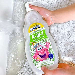 Mr. Bubble Kids Extra Gentle 4-in-1 - Body Wash, Shampoo, Conditioner, and Bubble Bath - Hypoallergenic, Non-Scented, Dye Free, No Tear Formula, Perfect for Sensitive Skin (4 Bottles, 16 fl oz each)