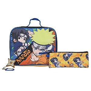 Bioworld Naruto Classic Sasuke Vs Naruto 16" Youth 5-Piece Backpack Set