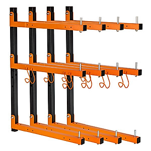 DIYTUNINGS Folding Lumber Rack Wall Mount Orange 720 lb Durable Garage Wood Organizer Wooden Shelf Workshop Storage Metal Bracket Racks for Outdoor Indoor Wall Shelving 4 PACK