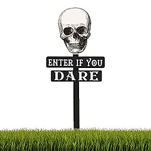 Pomobie Halloween Decorations Skull Head Yard Signs Yard Art Silhouette Yard Sign Stakes Decor Garden Garden Stakes Halloween Outdoor Statues Props Scary Holiday Home Lawn Party Supplies
