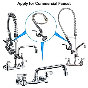 KOLLNIUN Spray Valve with Pre-Rinse Hose 44 inches Commercial Flexible Stainless Steel 1.42 GPM High Pressure Pre Rinse Dish Sprayer Assembly for Restaurant Industrial Kitchen Faucet, Gray