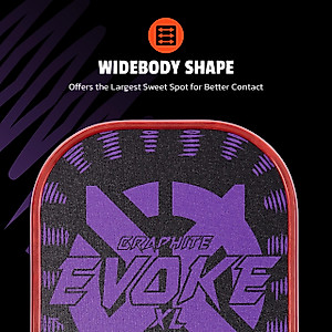Onix Graphite Evoke XL Pickleball Paddle Features Polypropylene Core, Graphite Face, and Oversized Shape, Purple