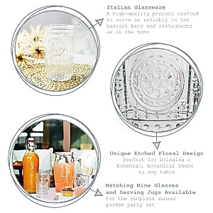 Bormioli Rocco Romantic Set Of 6 Cooler Glasses, 16 Oz. Clear Crystal Glass, Made In Italy.