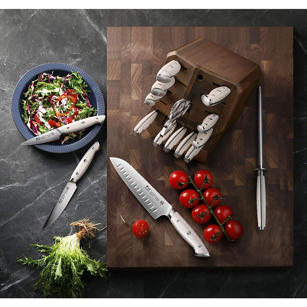 Cangshan | Thomas Keller Signature Collection Walnut End-Grain Cutting Board,16 x 22 x 2.0", Crafted in USA