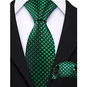 Barry.Wang Necktie Boy Silk Plaid Tie Set Father and Son Check Tie Set Hanky Engagement