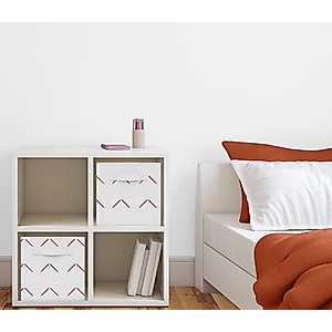 Sweet Jojo Designs Orange Arrow Foldable Fabric Storage Cube Bins Boxes Organizer Toys Kids Baby Childrens - Set of 2 - Rust White Chevron Geometric Herringbone Mod Dino Modern Dinosaur Boho Dinosaurs