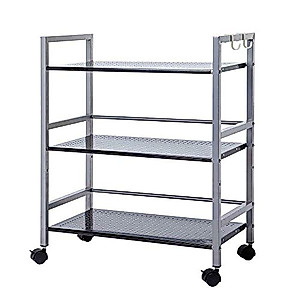 6823 – 3 Tier Black - Shelving Rack Shelf Shelves w/Rolling Wheel Utility Cart – MN27