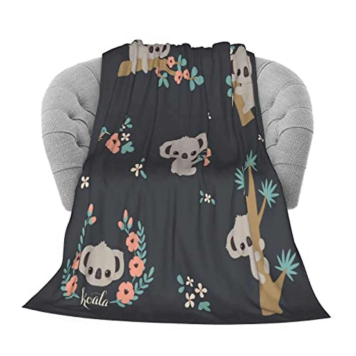 Cute 3D Animal Koala Flannel Fleece Throw Blanket Living Room/Bedroom/Sofa Couch Warm Soft Bed Blanket for Kids Adults All Season 50x60 inch