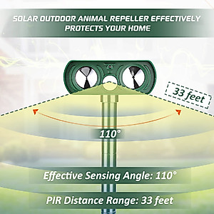 Pblovylu Pack of 4 Ultrasonic Animal Repellent Outdoor Solar Animal Repeller Deer Repellent Devices with Motion Sensor Animal Deterrent to Repel Cat Deer Squirrel Rabbit Dog Skunk for Yard Lawn