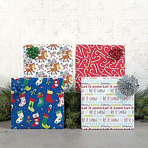 Current Candy Cane Joy Christmas Rolled Wrapping Paper - Premium Jumbo 23-Inch x 32-Foot Gift Wrap Roll, 61 Square Feet Total