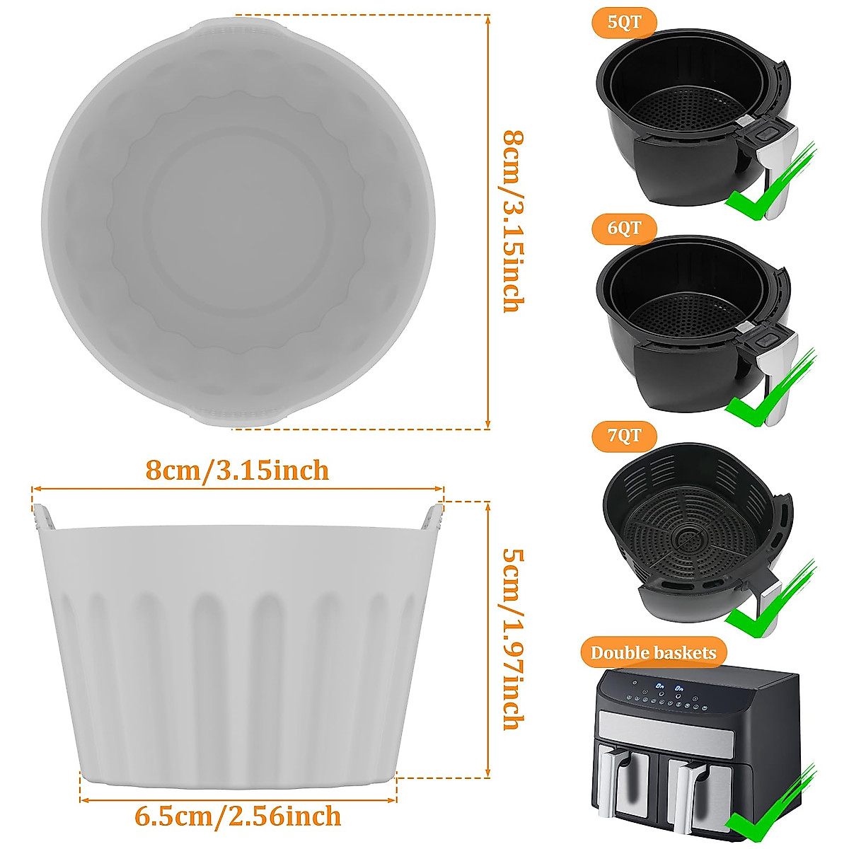 9Pcs Air Fryer Egg Poacher Cups, Silicone Egg Poacher Cups, Egg Cooking Cups, Reusable Nonstick Air Fryer Egg Mold, Poached Egg Cooker, Silicone Ramekins Cupcake Baking Cups for Air Fryer Oven Microwave