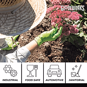 GLOVEWORKS HD Green Nitrile Industrial Disposable Gloves, 8 Mil, Latex-Free, Raised Diamond Texture, XX-Large, Box of 100