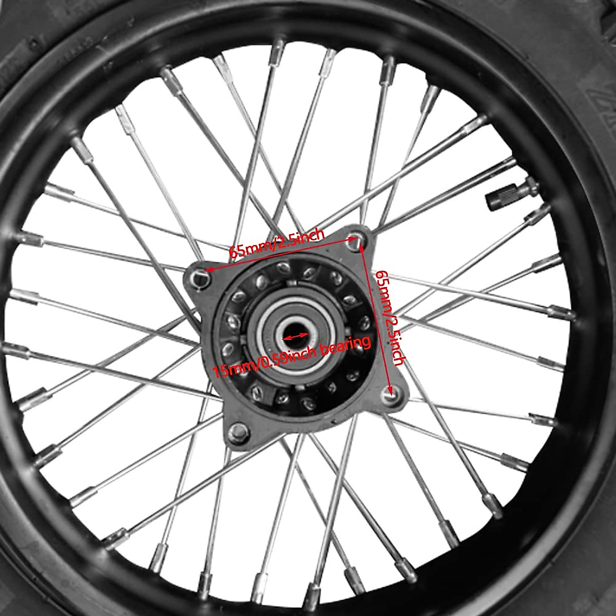 Eachbid 80/100-12inch Rear Tire Disc Brake Rim Wheel With 15mm Bearing Set for Pit Pro Dirt Bike