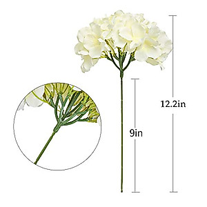 Nubry 12pcs Artificial Silk Hydrangea Flowers Heads with Stems in Bulk Fake Flowers for Wedding Bouquet Centerpieces Arch Home Decoration (Ivory)