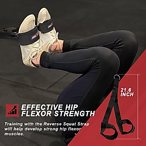 Reverse Squat AB Strap Prfect for Training Abs and Hip Flexors. Elite Speed, Jumping, and Explosiveness for men and women. (Straps for Cable Machines) Knee Protection, Leg Strength, and Deep Core.