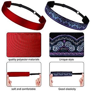 Sintege 8 Pcs Woman Elastic Headband Adjustable Non Slip Velvet Lined Headbands Solid Color Boho Headband for Women Sport Yoga Work Makeup Stylish Hairband (Classic Style)