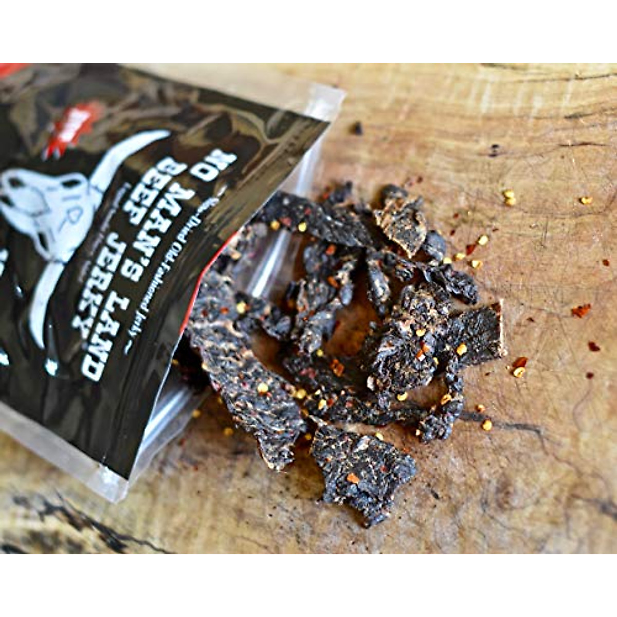 No Man’s Land HOT Beef Jerky High Protein Low Calorie Low Carb Beef Snack 16oz Bag