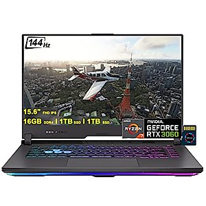 ASUS ROG Strix G15 G513 Gaming Laptop | 15.6" FHD 144Hz | AMD 8-Core Ryzen 7 4800H (>i7-11370H) | 16GB DDR4 1TB SSD + 1TB SSD | GeForce RTX 3060 6GB Graphic | USB-C Backlit Win11 + 32GB MicroSD Card