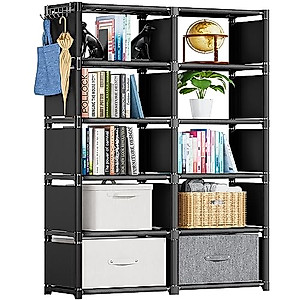 Mavivegue Bookshelf,10 Cube Storage Organizer,Book Shelf Organizer,Tall Bookcase Shelf,Book Cases/Shelves,Black Cube Shelf,Cubbies Closet Storage Organizer Shelves for Bedroom,Living Room,Home,Office
