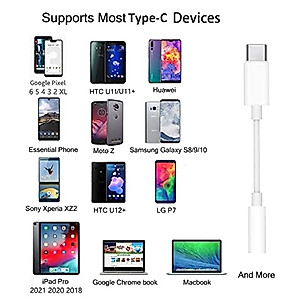 USB C to 3.5mm Headphone Jack Adapter Compatible with Pixel 6 5 4 3 2 XL, iPad Pro 2022 2021 2020 2018, Sony HTC Moto Samsung Galaxy S21 S20 Ultra S20+ Note 20 10 S10 S9 Plus and More
