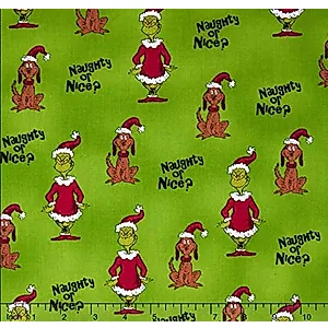 Tongtai Grinch and Max on Green Fabric by The Yard from The Grinch's Wonderland for How The Grinch Stole Christmas 6 by Dr Seuss