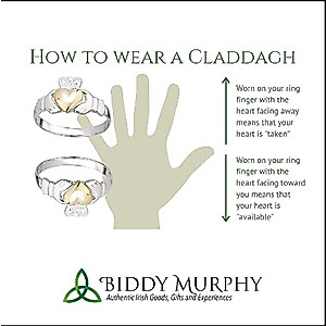 Biddy Murphy, Women's Claddagh Ring, 10K Yellow Gold Heart & 925 Sterling Silver Weave Band, Size 8