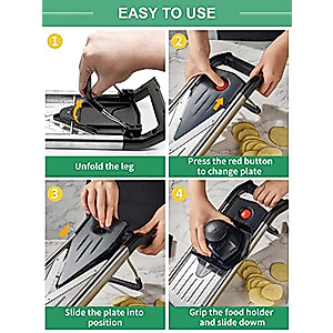 JOYHILL V-Blade Mandoline Slicer - Premium Stainless Steel Vegetable Chopper with 5 Blades, Safety Gloves, and Easy-to-Clean Design