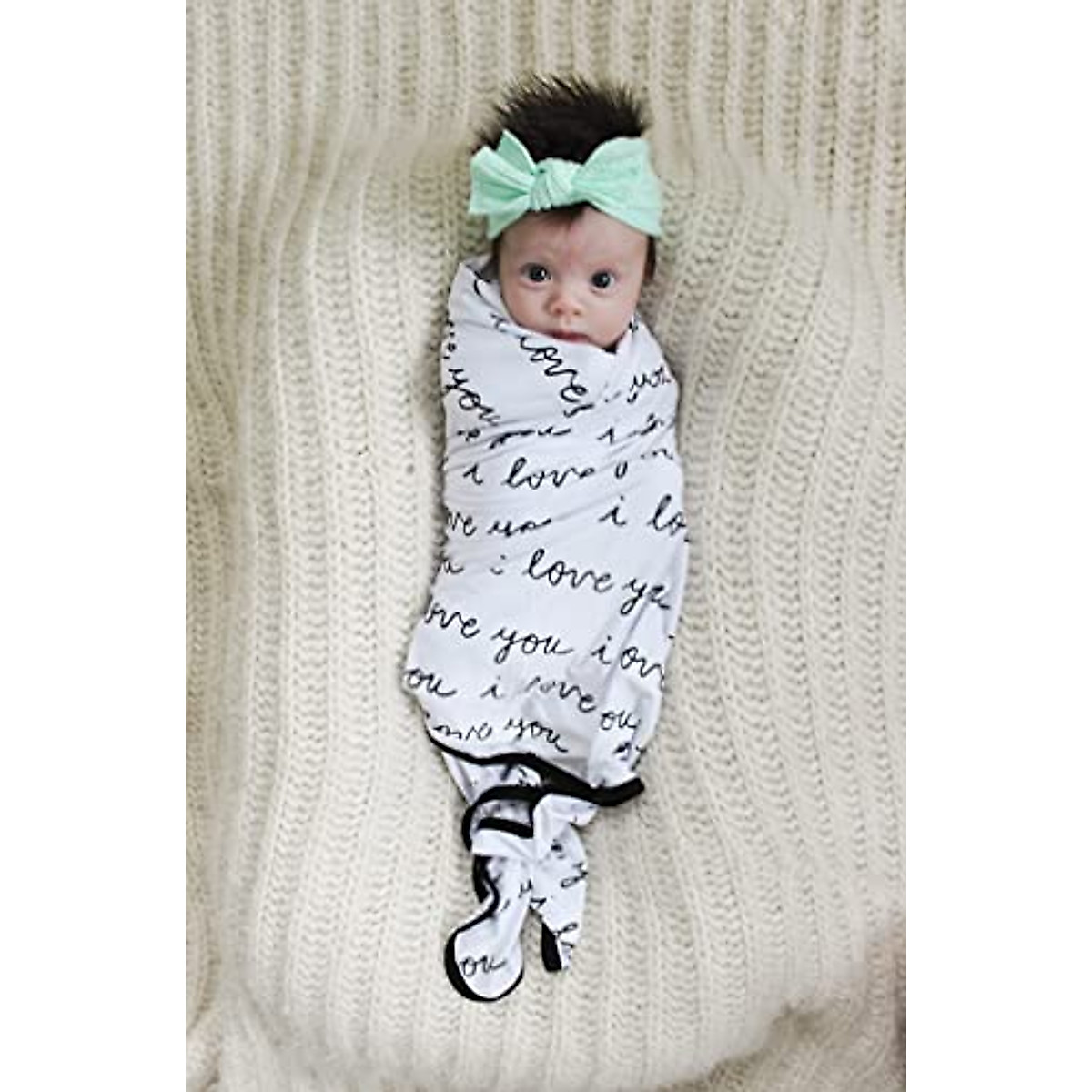 NODNAL CO. Baby Swaddle Blanket - Large Premium Viscose from Bamboo - 46in x 46in Baby Girl/Boy Infant Swaddling Wrap Receiving Blanket - Gender Neutral Baby Shower Newborn Gift (I Love You)