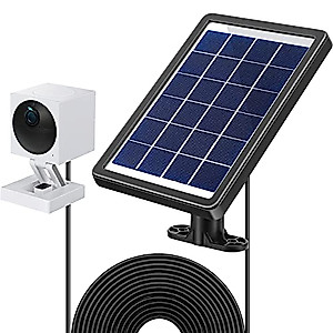 Solar Panel Compatible with Wyze Cam Outdoor, Silicone Solar Panel Powered for Surveillance Camera Outdoor Wireless, with 6V 3.5W Charging Compatible with Your WYZE Wireless Camera Outdoor (Black)