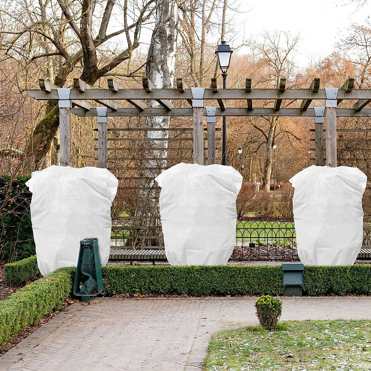 6 Pack Plant Covers Frost Protection Bag Winter Drawstring Plant Covers Winter Reusable Plants Jacket for Fruit Tree Shrub Potted Plants (24" x 31.5")